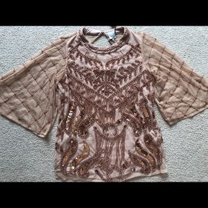 River Island | Tops | River Island Rose Gold Sequin Beaded Embellished ...